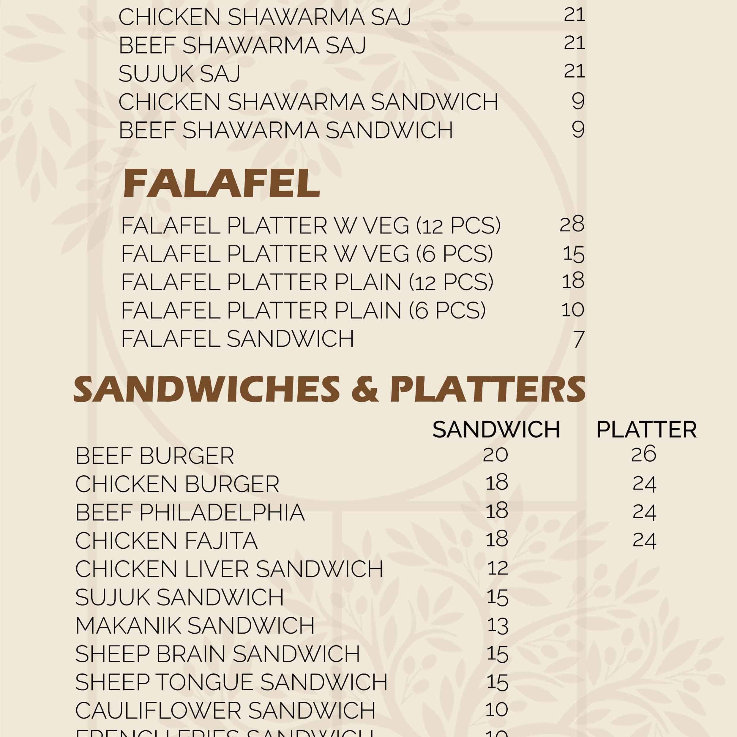 Choice of Wide Lebanese Cuisines in Qatar – Huda Dining Menu